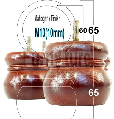 4 x WOODEN BUN FEET REPLACEMENT FURNITURE LEGS 60mm HIGH SOFAS CHAIRS ...