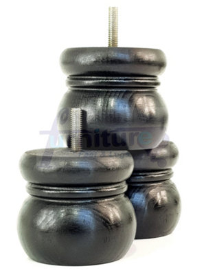 4 x WOODEN BUN FEET REPLACEMENT FURNITURE LEGS 60mm HIGH SOFAS CHAIRS ...