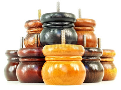 4 x WOODEN BUN FEET REPLACEMENT FURNITURE LEGS 60mm HIGH SOFAS CHAIRS ...