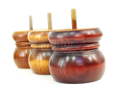4 x WOODEN BUN FEET REPLACEMENT FURNITURE LEGS 60mm HIGH SOFAS CHAIRS ...