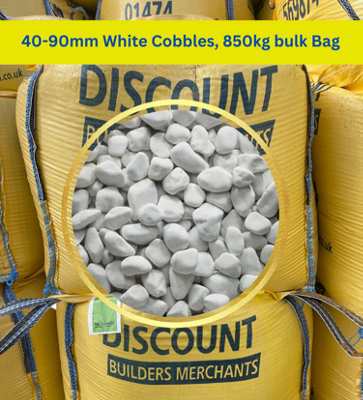 40-90mm White Cobbles, 850kg bulk Bag FREE DELIVERY