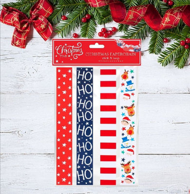 40 Christmas Paper Chains Cute Traditional Mix Xmas Craft Garland Stick ...
