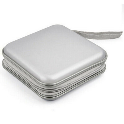 40 Disc Silver CD Storage Case Durable Media Organizer with Zippered ...