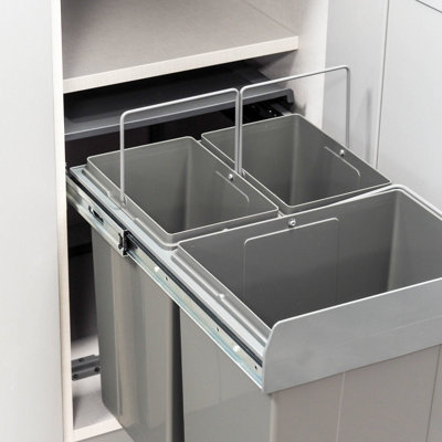 40 Litre Pull Out Under Counter Kitchen Waste Recycling Bin for 400mm ...