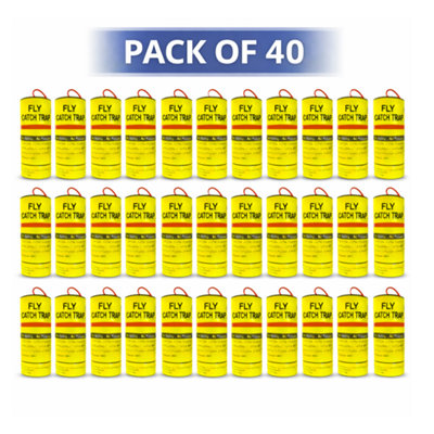 40 Pack Sticky Fly Paper Strips Non Toxic Fly Catchers for Home Kitchen ...