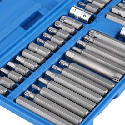 40 Pc Hex, Torx & Spline Bit Set with 3/8" 1/2" Drive Socket Adaptors