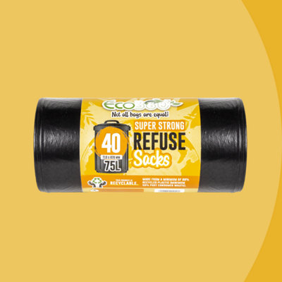 40 Super Strong Refuse Sacks Black Bin Liners / Bin Bags