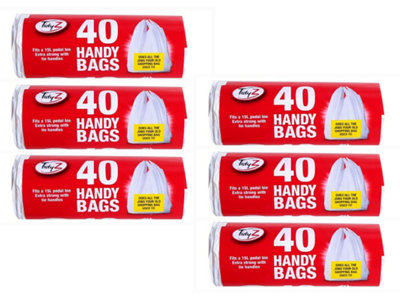 40 Tie Handle Handy Bags Fits 15L Pedal Bin pack of 6