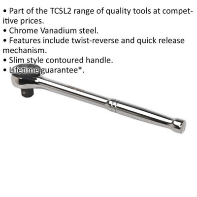 40-Tooth Twist Reverse Ratchet Wrench with Quick Release - Durable 1/2 ...