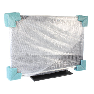 40" TV Double Wall Cardboard Box Kit with Foam Corners and Bubble Wrap.