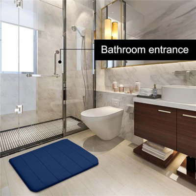 40 x 60 cm Navy Foam Mat Extra Soft & Comfortable Non Slip Bathroom ...