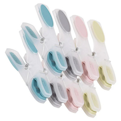 40 x Assorted Coloured Soft Grip Plastic Laundry Clothing Pegs For ...