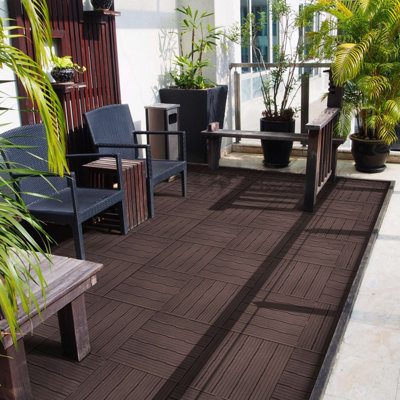 40 x Composite Interlocking Patio & Deck Tiles - All Weather Wood ...