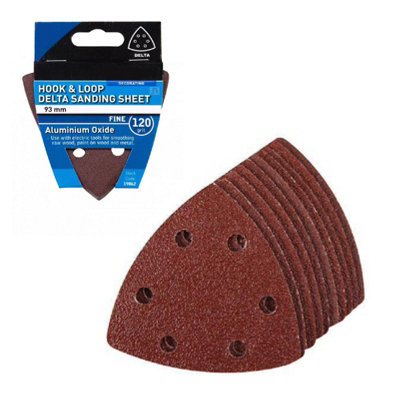 40 x Hook and Loop 93mm Detail Sanding Sheets 120 Grit Triangle ...