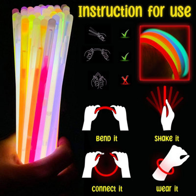 400 Glowsticks in Mixed Colors & 200 Bracelet Connectors - Add Vibrancy ...