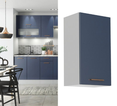 400 Kitchen Wall Unit 40cm Cabinet Soft Close Navy Dark Blue Copper ...