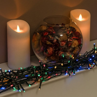 400 Multi-Coloured Multi-Function Battery Xmas Lights - Green Cable