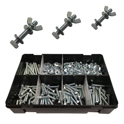 400 Piece, Set Screw M5 Bolts, Washers & Wing Nuts, 5mm Fully Threaded ...