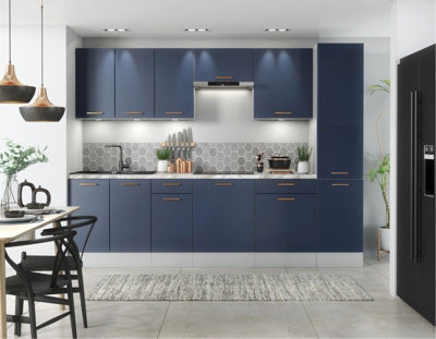 400 Tall Kitchen Larder Cabinet Slim Pantry Unit Navy Blue 40cm ...