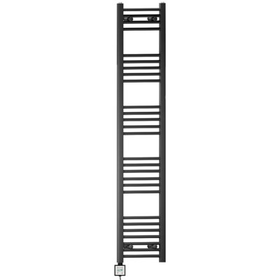 400 x 1600 mm Black Electric Bathroom Heated Towel Rail Thermostatic ...