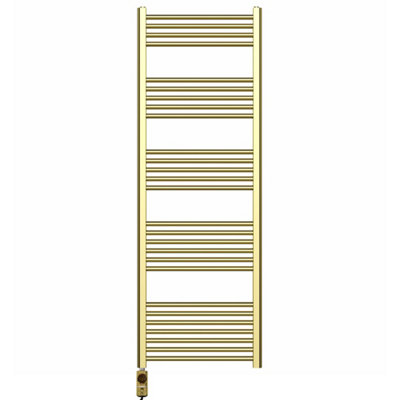 400 x 1600 mm Shiny Gold Electric Bathroom Towel Rail Radiator Heater ...