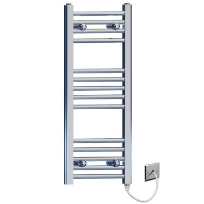 400 x 800mm Chrome Flat Electric Pre-Filled Towel Rail Radiator For ...