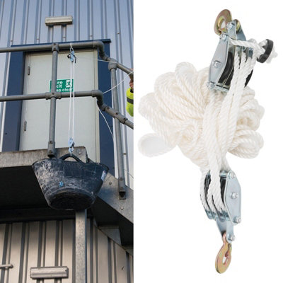 4000LB Galvanized Steel Hoist Pulley Block with Multi Nylon Rope-Heavy ...