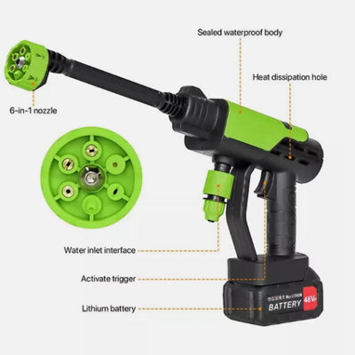 4000W Car Washer Cordless High Pressure Jet Portable Water Cleaner Gun+ ...