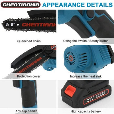 4000W Cordless Mini Chainsaw 4 and 6 Inch Electric One Hand Wood Cutter ...