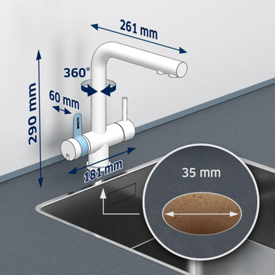 BRITA MYPURE P1 3-WAY TAP - RECTANGLE INCLUDES 1X BRITA P1000 CARTRIDGE ...