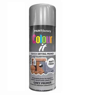 400ML, QUICK DRYING GREY PRIMER, MATT FINISH, ALL-PURPOSE FOR METAL ...