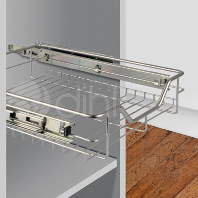 400MM PULL OUT WIRE BASKET KITCHEN LARDER BASE UNIT CUPBOARD DRAWER