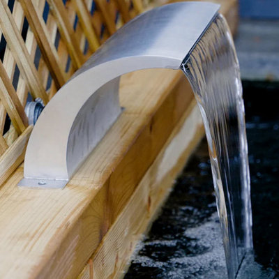 400mm Stainless Steel Curved Arc Waterfall Water Blade - Back Inlet