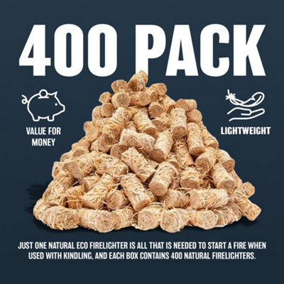 400pc Eco Friendly Wood Wool Firelighters Natural Flame Fire Starters ...
