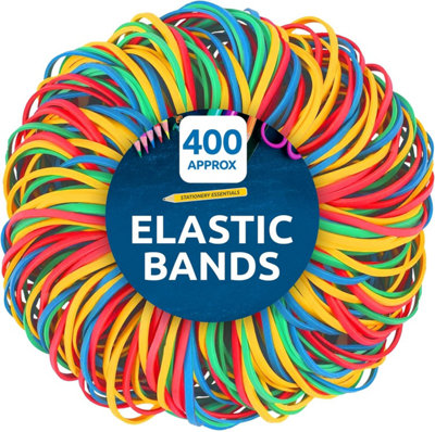 400pk Elastic Bands, Coloured Thick Rubber Loops in Various Sizes ...