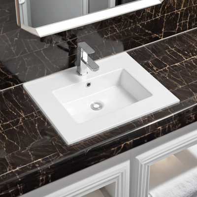 4012 Ceramic 61cm Thin Edge Inset Basin with Rectangular Bowl | DIY at B&Q