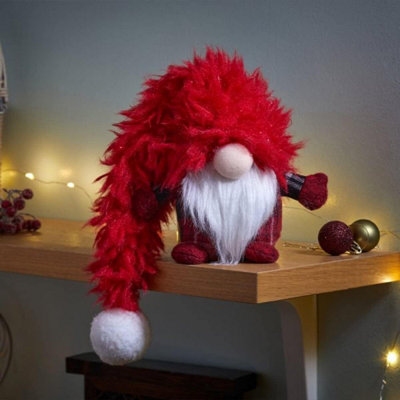 40cm Christmas Red Santa Gonk- Free-Standing Soft Touch Plush Santa ...