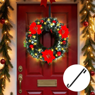 40cm Christmas Wreath (Hanger Included), Artificial Door Wreath with ...