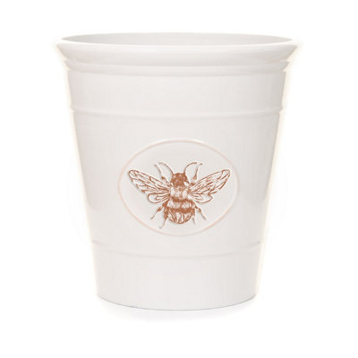 40cm Indoor Outdoor Bee Pot Off White