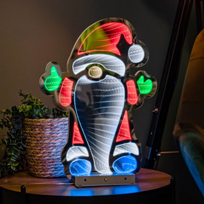 40cm Infinity Christmas Santa with Metal Base and Multi Coloured LEDs