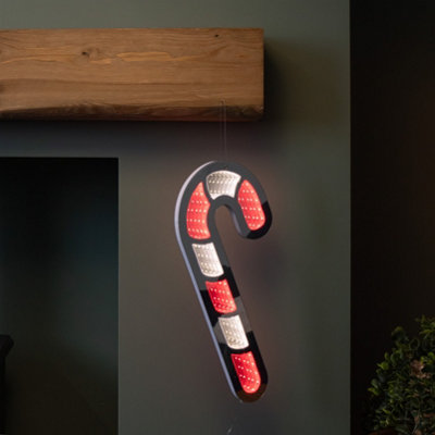 40cm Infinity Light up Hanging Candy Cane Christmas Decoration with Red ...