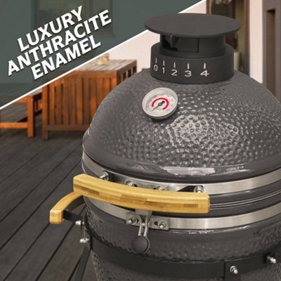 40cm Kamado Ceramic BBQ Grill Smoker with Accessories for Charcoal and ...