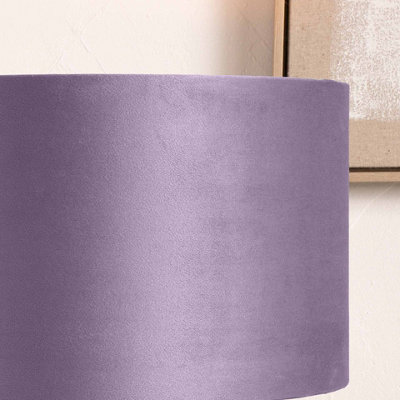 40cm Lilac Velvet Cylinder Table Lampshade Elegant Drum Floor Lamp Shade