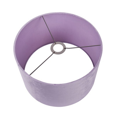 40cm Lilac Velvet Cylinder Table Lampshade Elegant Drum Floor Lamp Shade