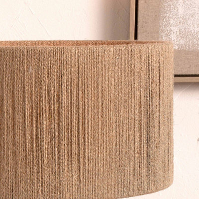 40cm Natural Rope Cylinder Lamp Shade Boho Brown Drum Table and Floor ...