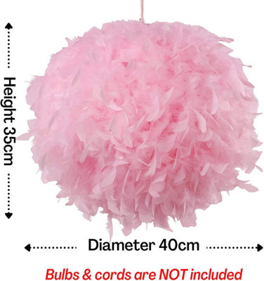 40cm Pink Feather Light Shade, Lamp Shade for Pendant Ceiling Light ...