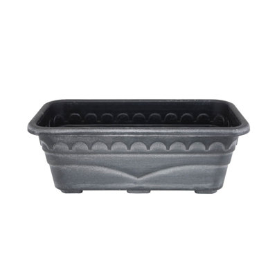 40cm Pot Rectangle Window Box Black With White Wash Plant Flower Garden ...