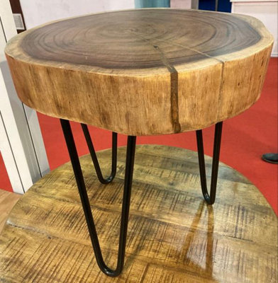 40CM ROUND WOODEN TREE TRUNK STOOL