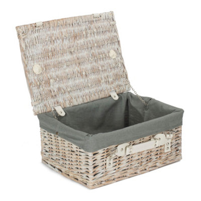 40cm White Hamper with Grey Sage Lining | DIY at B&Q