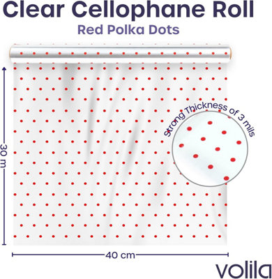40cmx30m Red Dot Cellophane Wrap Roll Plastic Wrapping for Packing ...